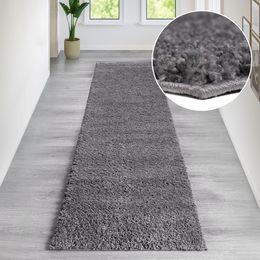 Hochflor-Teppich Bruno Banani, B:80cm H:30mm L:250cm, grau, Kunstfaser, Teppiche, "Shaggy Soft", gewebt, Uni Farben, besonders weich und kuschelig,