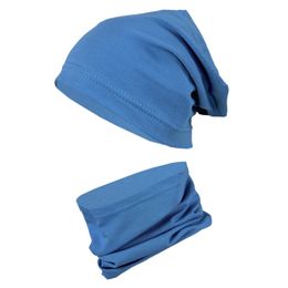 TUPTAM Jungen Beanie "M&uuml;tze Kinder Beanie M&uuml;tze Schlauchschal Set", blau, Gr. 48, Obermaterial: 94% Baumwolle CO. 6% Elasthan EL., M&uuml;tzen