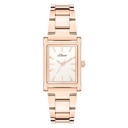 s.Oliver Damen Quarzuhr "Line Time", rosa, Armbanduhren, Armbanduhr, Damenuhr, Edelstahlarmband, analog