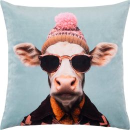 Dekokissen Pad, B:44cm L:44cmgr&uuml;n, gemustert, Polyester, Dekokissen_Sitzkissen_Kissenh&uuml;llen, "BASILE", K&uuml;nstlerische Tiermotive &ndash; jede H&uuml;lle ein