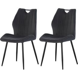 Esszimmerstuhl Home Affaire, B:52cm H:75cm T:58cm, schwarz, Metall, Polyester, St&uuml;hle, "KILLAM, 2er Set, mit Metallgestell in matt schwarz", in