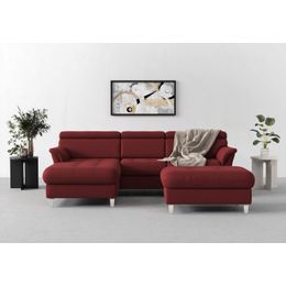 Sit & More Ecksofa SIT & MORE, B:257cm T:166cm, rot, 100% Polyester, Wohnzimmer, Sofas, "Marano L-Form", inklusive Kopfteilverstellung, optional Schlaffunktion