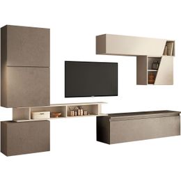 Wohnwand Home Affaire, B:285cm H:159cm T:40cm, braun, Wohnzimmer, Kastenm&ouml;bel-Sets, "Infinity, 7tlg. Breite 285 cm, moderne Mediawand", 3x