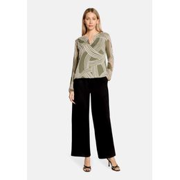 BETTY & CO BETTY & CO Damen Schlupfbluse "Damen mit Print"khaki, cream, Gr. 44, Obermaterial: 98% Polyester, 2% Polyester, Blusen