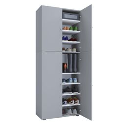 Schuhschrank Vcm, B:70cm T:40cm, grau, Obermaterial: 100% Holz Wood., Flur, Schr&auml;nke, "XXL Holz Gro&szlig;er Schuhschrank Schuhkommode Lona 9"