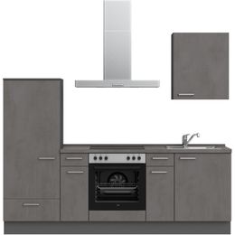 K&uuml;chenzeile Nobilia, B:240,3cm H:216,6cm T:60cm, grau, Komplettk&uuml;chen-Sets, ""Riva I", NEU: individuell anpassbar mit gratis Profi-Beratung",