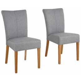 4-Fu&szlig;stuhl Home Affaire, B:47cm H:93cm T:64cm, grau, Massivholz, St&uuml;hle, "Queen Polsterstuhl", verschiedene Bez&uuml;ge, Gestell Massivholz
