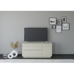 Lowboard, B:137cm H:71cm T:42cm, beige, SET ONE BY Musterring, Glas, Holzwerkstoff, Wohnzimmer, Sideboards, "Reno", Mit Sockel in diversen Farben, 71