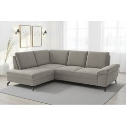 Sit & More Ecksofa SIT & MORE, B:249cm H:89cm T:190cm, beige, 100% Polyester, Wohnzimmer, Sofas, "Chelsea L-Form, B: 264 cm, mit Armteil-&