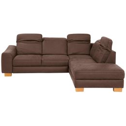 Ecksofa Home Affaire, B:263cm H:86cm T:219cm, braun, Luxus-Microfaser Lederoptik (100% Polyester), Wohnzimmer, Sofas, "Dundee L-Form", wahlweise mit