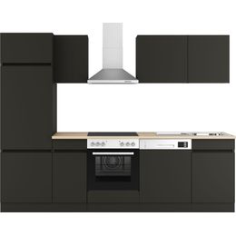 K&uuml;chenzeile Optifit, B:270cm H:206,8cm T:60cm, schwarz, Komplettk&uuml;chen-Sets, "Roth", Breite 270 cm, wahlweise mit E-Ger&auml;ten, Push-to-Open-Funktion