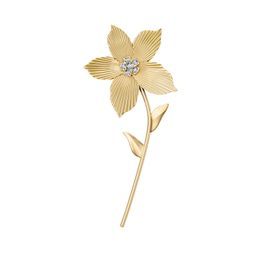 Fossil Damen Anstecknadel "Schmuck Geschenk Edelstahl Brosche Blume Sutton", gold, Edelstahl, Broschen, mit Glassteinen