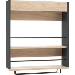 K&uuml;chenregal KOCHSTATION, B:60,2cm H:65cm T:16,1cm, braun, Holzwerkstoff, Regale, "KS-Kolari", Weinglashalter am Regalboden: Platz f&uuml;r 4 bis 5