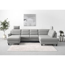 Sit & More Wohnlandschaft SIT & MORE, B:325cm H:90cm T:187cm, grau, Sofas, "Far&ouml; U-Form", inklusive Federkern, wahlweise mit Schlaffunktion und Bettkasten