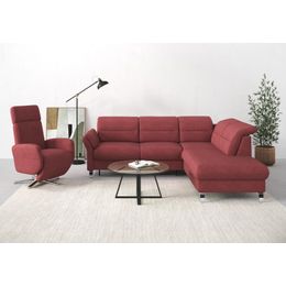 Sit & More Ecksofa SIT & MORE, B:247cm H:85cm T:222cm, lila, Wohnzimmer, Sofas, "Grenoble L-Form mit Federkern", wahlweise mit Schlaffunktion, Bettkasten, Arm-