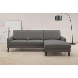Ecksofa Home Affaire, B:244cm H:86cm T:164cm, grau, 100% Polyester, Wohnzimmer, Sofas, inkl. saugroboterfreundliche H&ouml;he & schmale Armlehnen