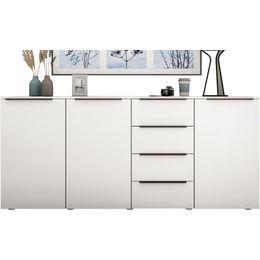 borchardt M&ouml;bel Highboard BORCHARDT M&Ouml;BEL, B:200cm H:93cm T:35cm, wei&szlig;, Holzwerkstoff, Wohnzimmer, Sideboards, "Tom", Sideboard mit Metallgriffen, 3T&uuml;ren und 4