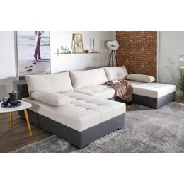 Wohnlandschaft Collection AB, B:307cm H:41cm T:161cm, grau, 100%Polyester, Sofas, "Josy U-Form, B: 307 cm", Schlaffunktion & Bettkasten, Federkern