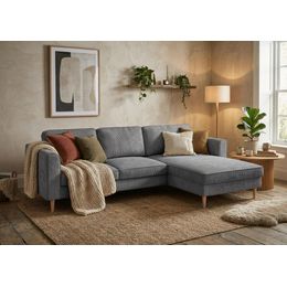 Ecksofa Home Affaire, B:232cm H:83cm T:161cm, grau, 92% Polyester, 8% Polyamid, Wohnzimmer, Sofas, "Booster, whlw. mit Schlaffunktion & Bettkasten,