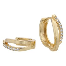 Adelia&acute;s ADELIA ́S Damen Klappcreolen "Ohrringe &ndash; Klappcreole aus 925 Silber mit Zirkonia", gold, Silber 925 (Sterlingsilber), Ohrringe, Perfekt zum