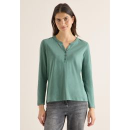 Cecil Damen Langarmshirt, gr&uuml;n, Gr. XXL, unifarben, Web, 100% Baumwolle, Shirts, aus reiner Baumwolle