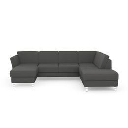 Sit & More Wohnlandschaft SIT & MORE, B:303cm H:87cm T:213cm, grau, Sofas, "Visby U-Form", Wahlweise mit Schlaffunktion und Stauraum, frei im Raum stellbar