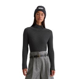 Marc O'Polo MARC O'POLO Damen Stehkragenpullover "aus Heavy Weight Cotton", grau, Gr. XXS, unifarben, Obermaterial: 100% Baumwolle, Pullover