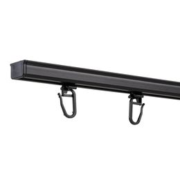Gardinenschiene SN DECO GROUP, L:200cm T:1,87cm, schwarz, Aluminium, Gardinenstangen, "Objektschiene RS", vorgebohrt, Aluminium, Innenlauf,