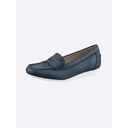 Casual Looks Damen Slipper, Gr. 38, blau, Glattleder, Leder, Schuhe