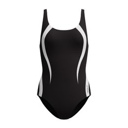Speedo Damen Badeanzug "QUANTUM CONTOUR 1PC BLK/WHT", schwarz-wei&szlig;, Gr. 44, Obermaterial: 78% Polyester, 22% Elasthan, Badeanz&uuml;ge