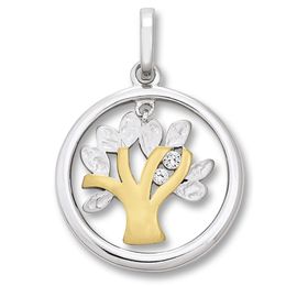 ONE ELEMENT Damen Kettenanh&auml;nger "Zirkonia Lebensbaum Anh&auml;nger aus 925 Silber", Silber 925 (Sterlingsilber), gold, Silber 925 (Sterlingsilber),