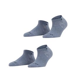 Burlington Damen Sneakersocken "Everyday 2-Pack", Gr. 36, blau, Obermaterial: 72% Baumwolle CO. 25% Polyamid PA. 3% Elasthan EL., glatt, Socken