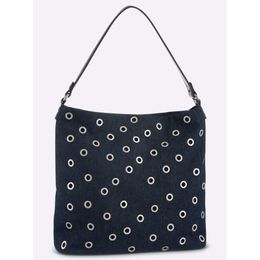 Heine Damen Umh&auml;ngetasche, blau, Metall, Viskosemischung, unifarben, Taschen