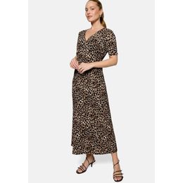 Zero Damen Maxikleid "Damen kurzarm mit Leoprint"beige, schwarz, Gr. 38, bedruckt, Jersey, Obermaterial: 3% Elasthan, 97% Polyester, Kleider, Raffung
