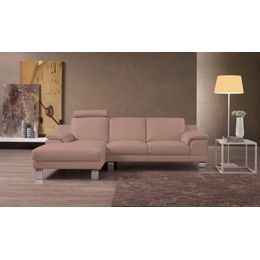Ecksofa Egoitaliano, B:236cm H:84cm T:152cm, rosa, Leder &raquo;BULL&laquo; (echtes Rindsleder). Geschliffenes, pigmentiertes und behandeltes Rindsleder mit