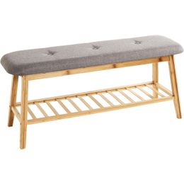 Schuhbank HAKU, B:100cm H:44cm T:30cm, beige, Bezug 100% Polyester, Flur, Sitzb&auml;nke, "Flurbank, Garderobenbank, Sitzbank", rechteckig - aus Textil