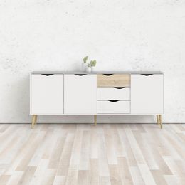 Kommode Home Affaire, B:195,7cm H:81,7cm T:39,1cm, wei&szlig;, Holzwerkstoff, Schlafzimmer, Sideboards, "Oslo, Sideboard, Aufbewahrung, Schubladenschrank,
