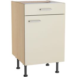 Unterschrank KOCHSTATION, B:50cm H:87cm T:58,1cm, beige, K&uuml;che, Schr&auml;nke, "KS-Lucy", Breite 50 cm, h&ouml;henverstellbare F&uuml;&szlig;e, Soft-Close
