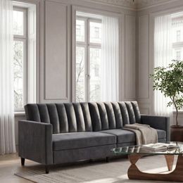 3-Sitzer DOREL HOME, B:203cm H:83cm T:83cm, grau, Veloursstoff 100% Polyester, Sofas, "Celine", R&uuml;ckenlehne 2-teilig und 3-fach verstellbar, Sitzh&ouml;he