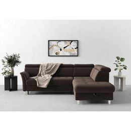 Sit & More Ecksofa SIT & MORE, B:252cm T:216cm, braun, 98% Polyester, 2% Polyamid, Wohnzimmer, Sofas, "Marano L-Form", inklusive Kopfteilverstellung, optional