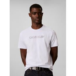 Calvin Klein Herren T-Shirt "REPEAT LOGO GRAPHI", wei&szlig;, Gr. XL, unifarben, Web, Obermaterial: 100% Baumwolle, Shirts, Regular fit mit