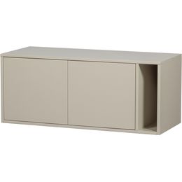 Lowboard Woood, B:108cm H:45cm T:44cm, beige, Massivholz, Wohnzimmer, Sideboards, "Settle Down FSC-Kiefernholz mit Druckmechanismus, H45 x B108 x T44