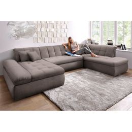 Wohnlandschaft DOMO collection, B:353cm H:80cm T:216cm, grau, Microfaser PRIMABELLE (100% Polyester);Chenille (85% Polyester, 15%