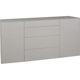 M&auml;usbacher Kommode M&Auml;USBACHER, B:179cm H:89cm T:42cm, grau, Schlafzimmer, Sideboards, "Imola", Kommode mit Glasfront und Glasoberplatte