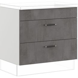 Kochfeldumbauschrank IMPULS K&Uuml;CHEN, B:90cm H:72,3cm T:57,6cm, grau, Dekorfolie, Holzwerkstoff, Schr&auml;nke, ""Prag", Breite/H&ouml;he: 90/72,3 cm, mit