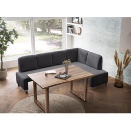 Eckbank, B:243cm H:91cm T:158cm, grau, exxpo - SOFA FASHION, NaturLeder;Strukturstoff (Zusammensetzung: Polyester 100%);Luxus-Microfaser
