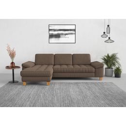 Sit & More Ecksofa SIT & MORE, B:275cm H:88cm T:172cm, braun, 100% Polyester, Wohnzimmer, Sofas, "Westham L-Form", mit Recamiere, mit oder ohne Schlaffunktion,