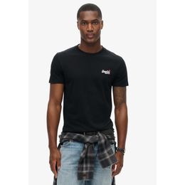 Superdry Herren Rundhalsshirt "ESSENTIAL CONTRAST EMB TEE", schwarz, Gr. XXXL, bedruckt, Single Jersey, Obermaterial: 100% Baumwolle, Shirts, Slim