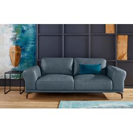 2,5-Sitzer W.Schillig, B:212cm H:78cm T:94cm, blau, Sofas, "montanaa Designsofa mit erstklassigem Sitzkomfort, Federkern", mit Metallf&uuml;&szlig;en in Bronze