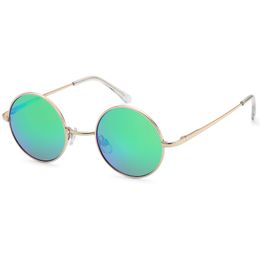 styleBREAKER Damen Sonnenbrille "Retro Sonnenbrille Klein Rund mit Federscharnier", gr&uuml;n, Modisch, Sonnenbrillen